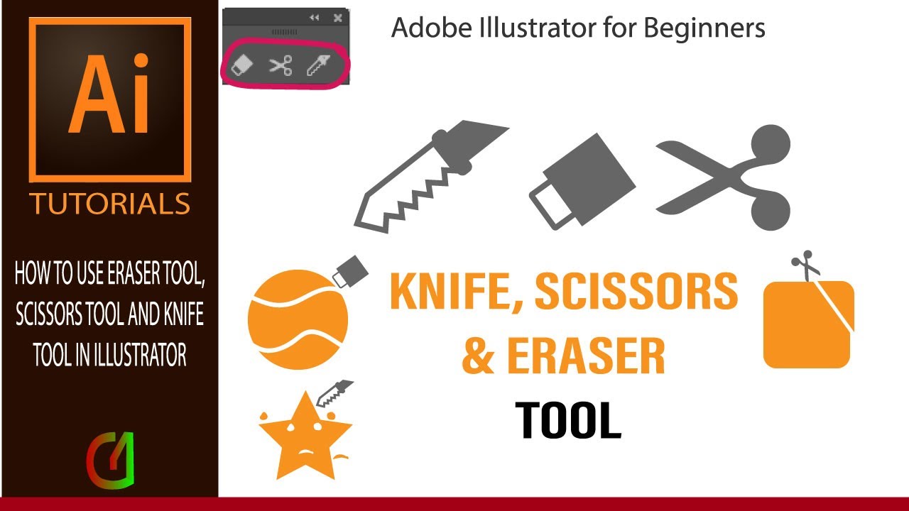 Illustrator CC Tutorial : Eraser Tool, Scissor Tool and Knife Tool ...