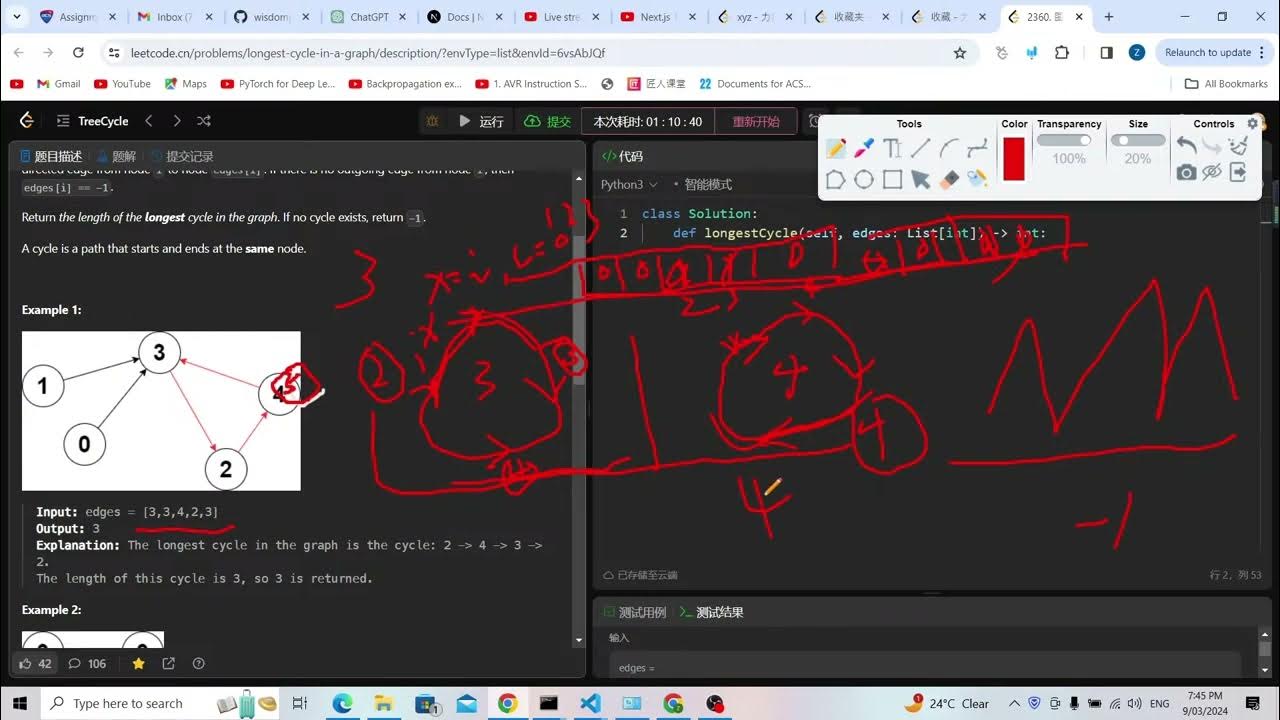 Leetcode 2360 Longest Cycle In A Graph Topological Sort Cycle Youtube