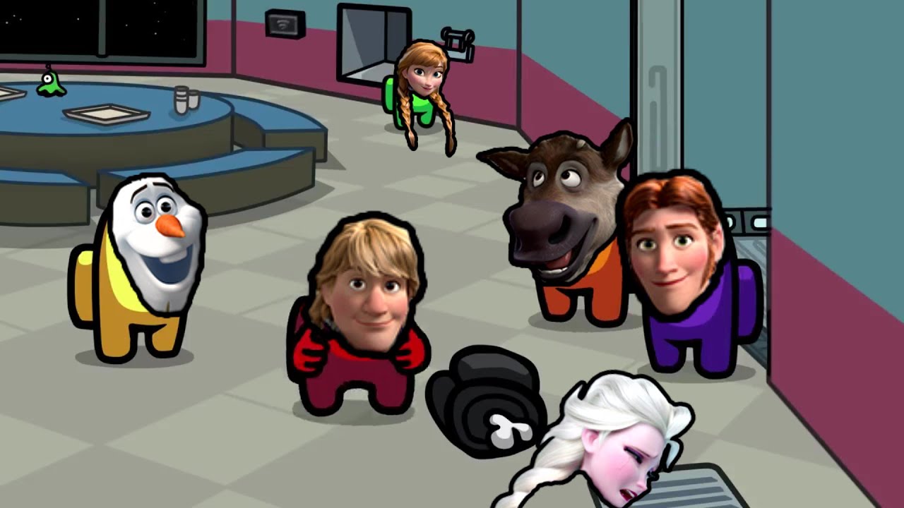 Elsa and Anna & Kristoff & Olaf Among Us distraction dance animation ...