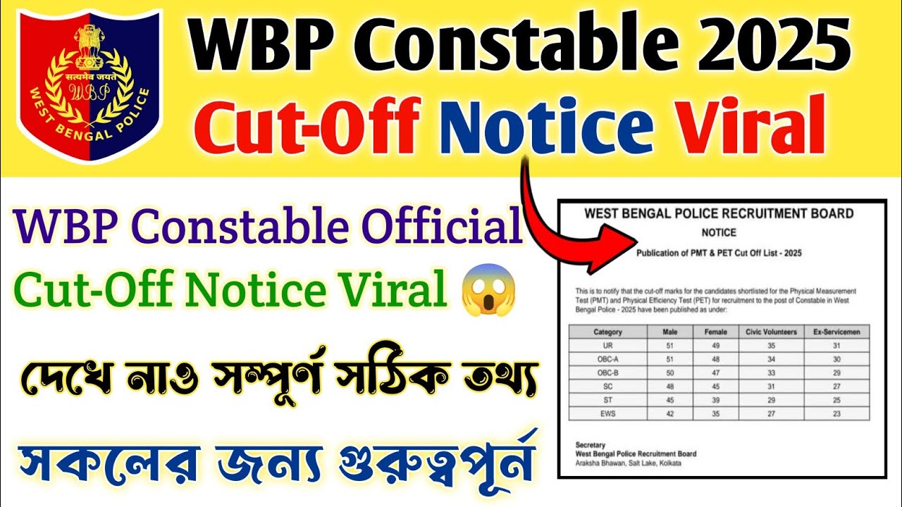 😱WBP Constable Cut-Off Notice Viral / WBP Constable Cut-Off 2025 /WBP ...