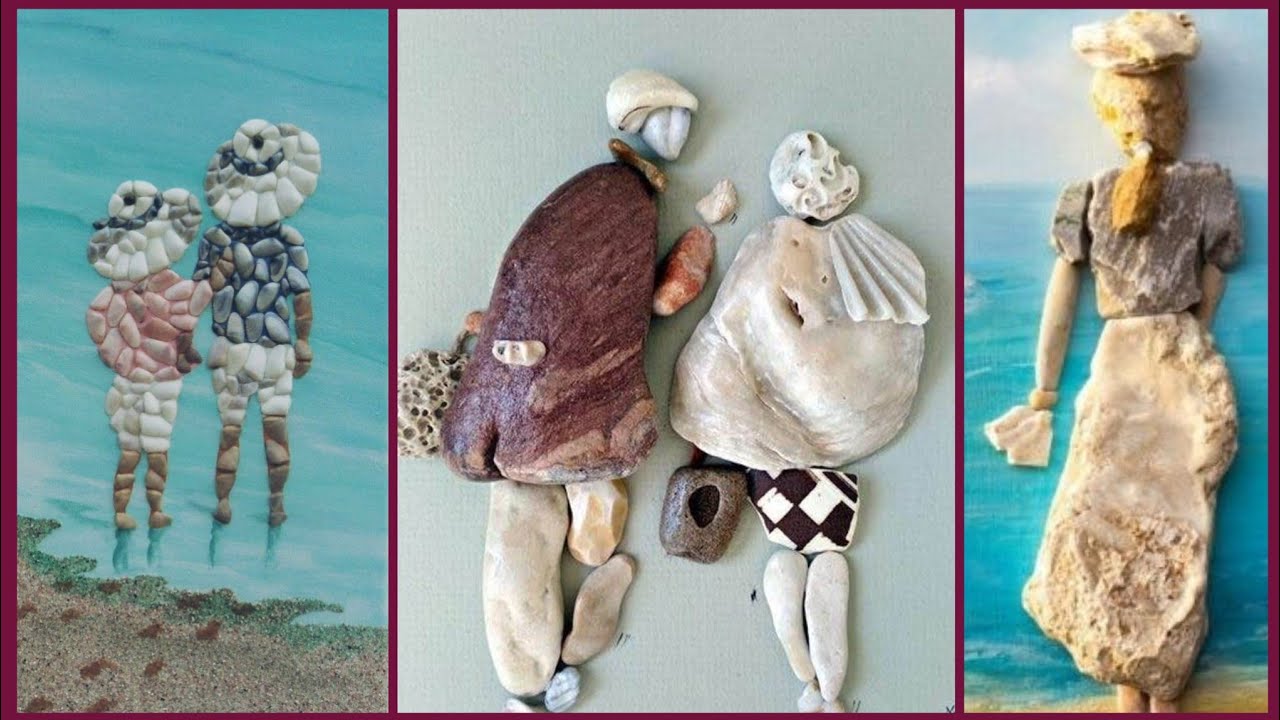 pebble art 🎨/Artistic stonecraft with shell craft home decoration ideas ...