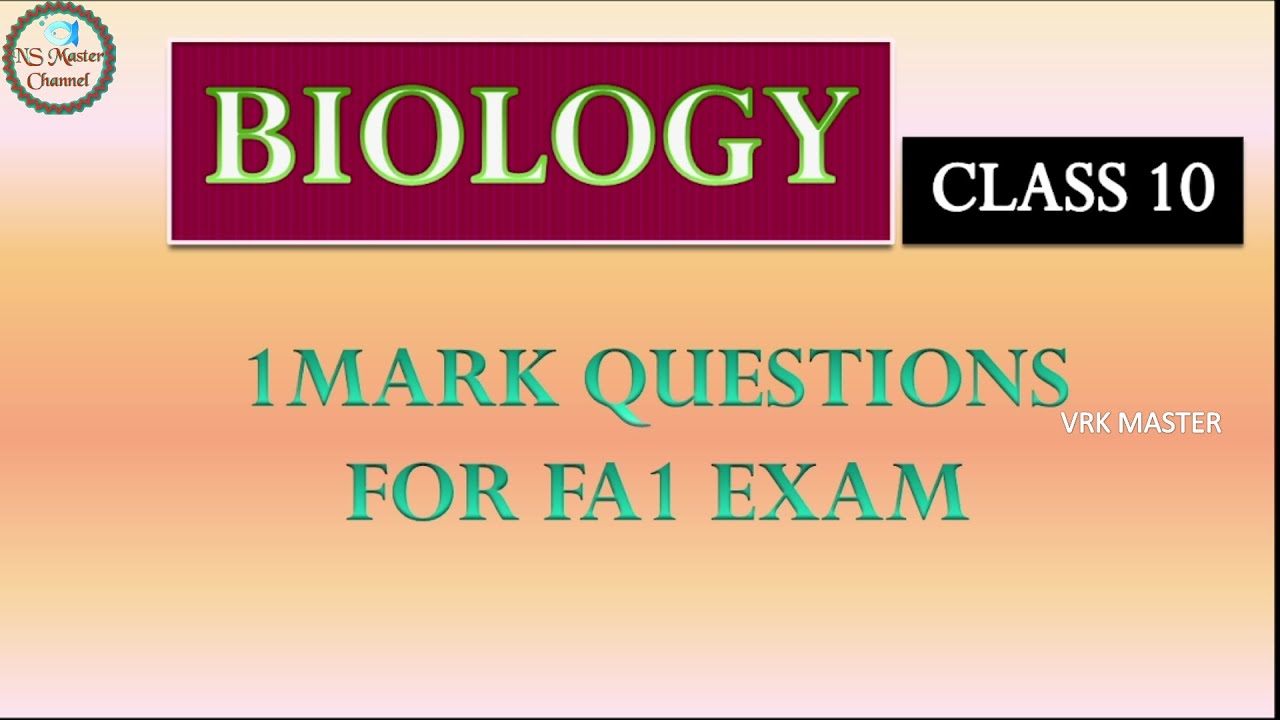ONE MARK QUESTIONS FOR FA1 EXAM || 10TH CLASS BIOLOGY - YouTube