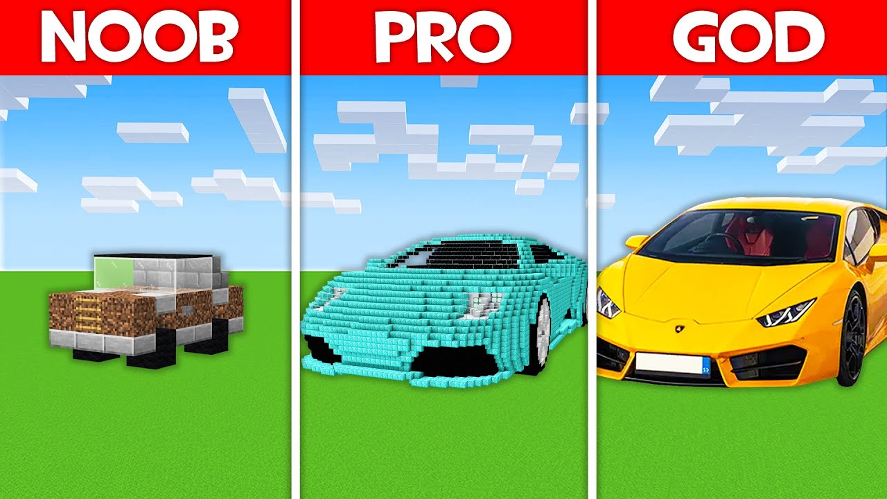 Minecraft Battle: CAR HOUSE BUILD CHALLENGE - NOOB vs PRO vs HACKER vs ...