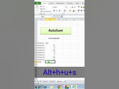Auto Sum in excel || Excel Tips & Tricks || @todfodeducation - YouTube