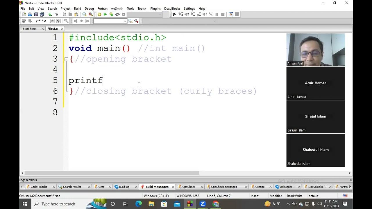 Structured Programming Language Lab Section E Cse Ahsan Arif University Of Scholars
