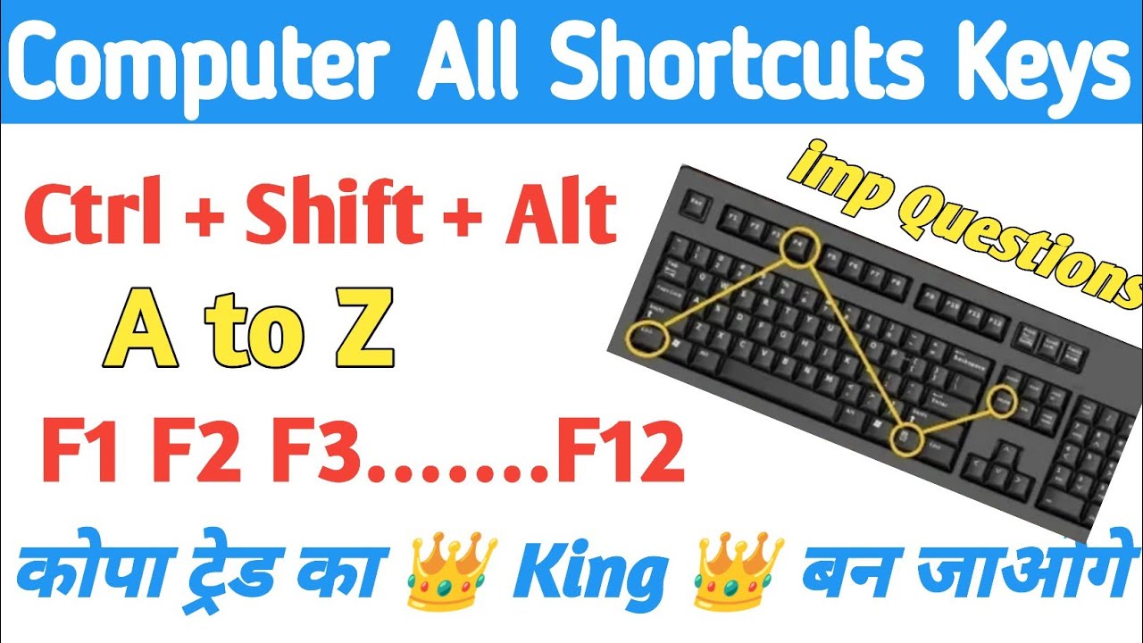 Shortcut Keys | computer Shortcuts Keys | All shortcut keys | ITI Copa trade questions | copa ...