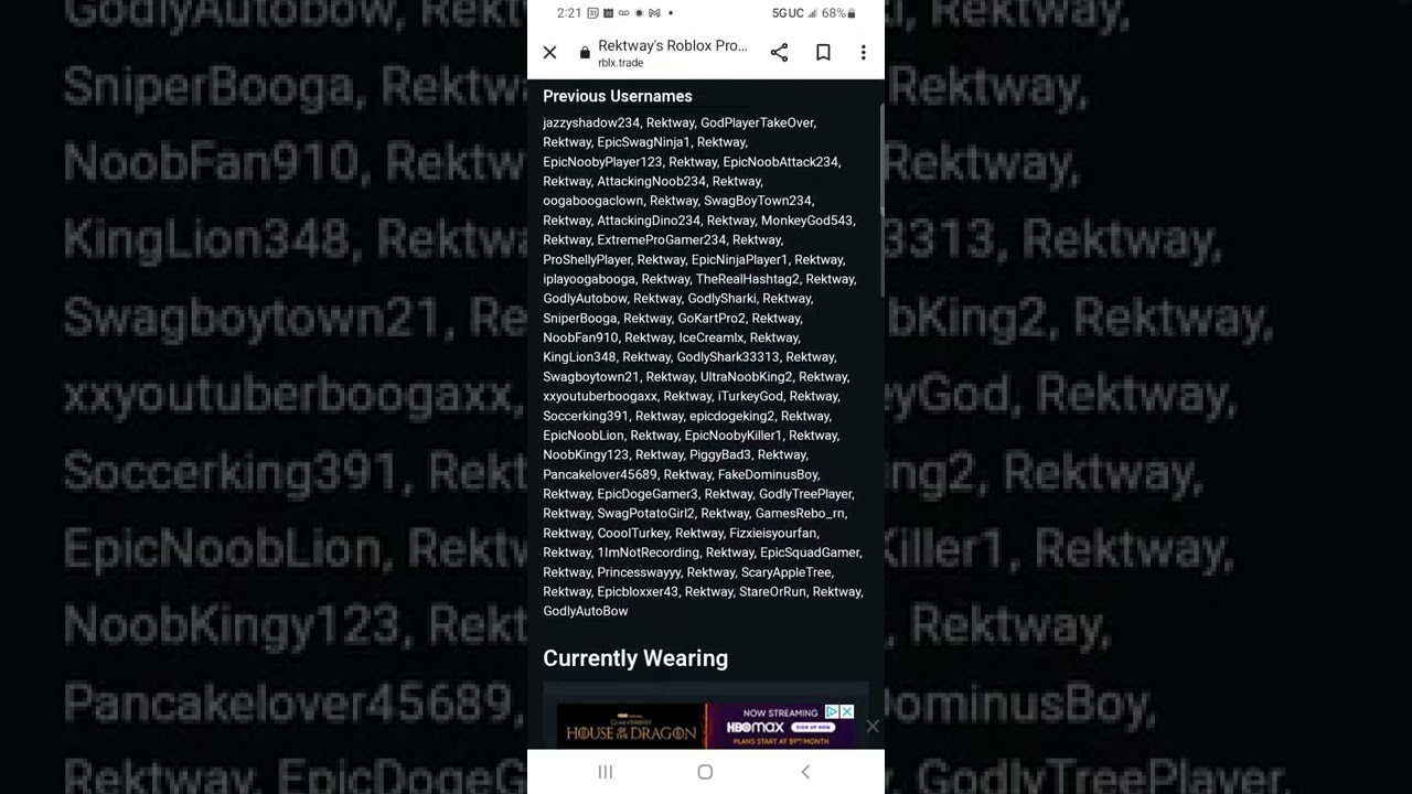 Rektway need to explain How much Previous Uesr Name He have On roblox ...