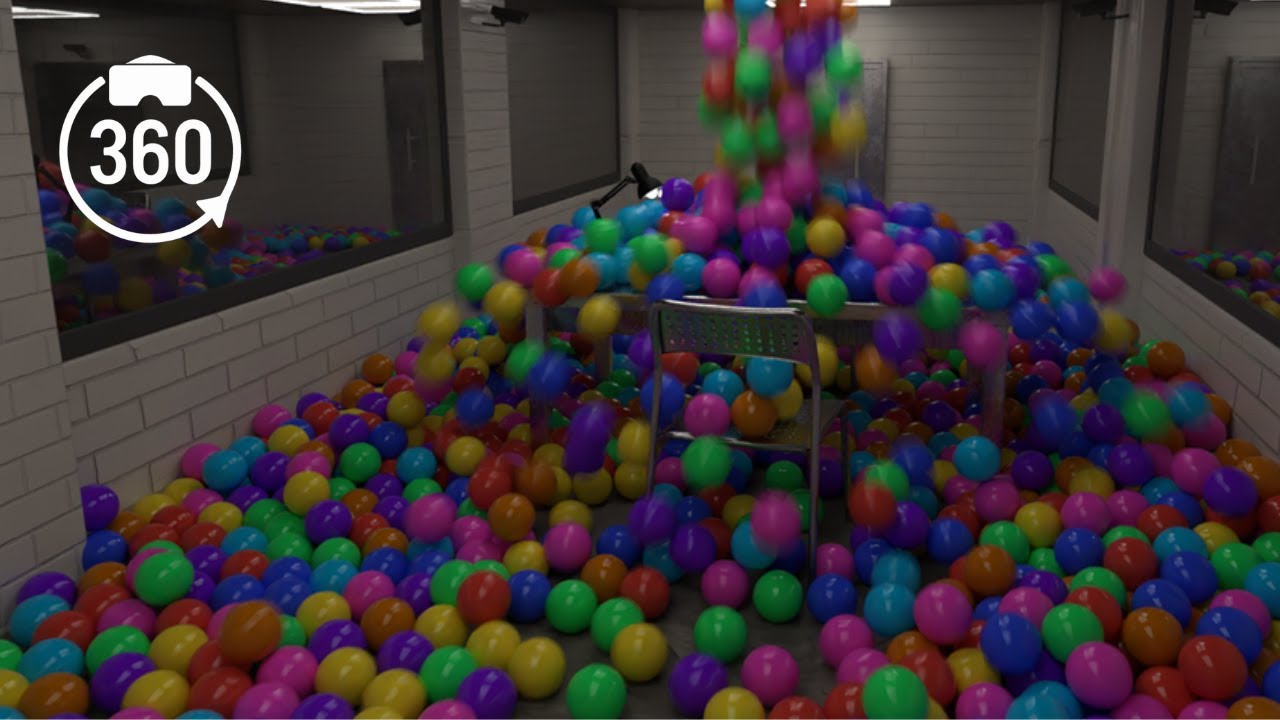 VR 360 Video - 5000 Balls Drop Into an Interrogation Room | Satisfying ...