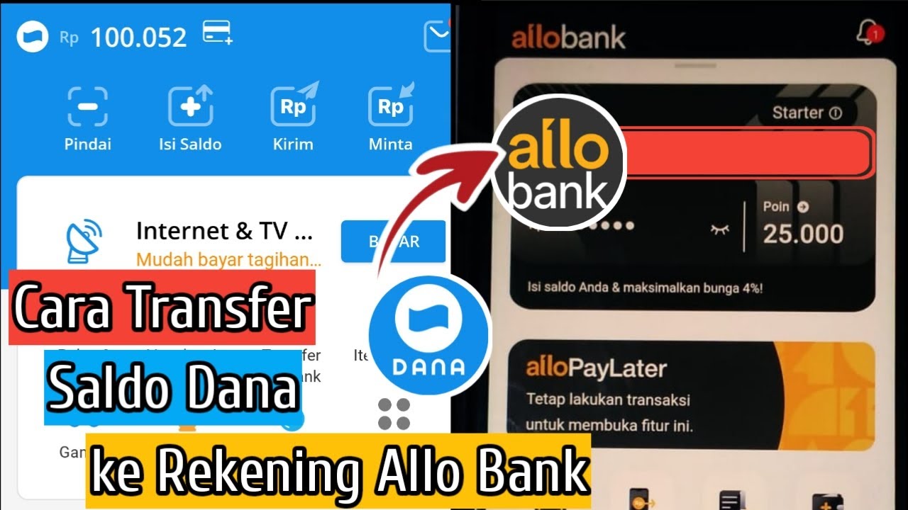 Cara Transfer Saldo Dana ke Rekening Allo Bank - YouTube