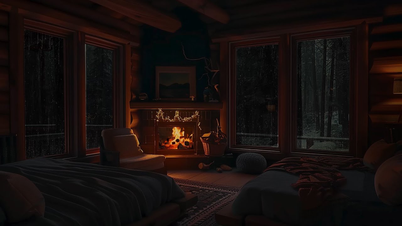Cozy Room Ambience | A Warmly Lit Space with Rainfall Sounds ...