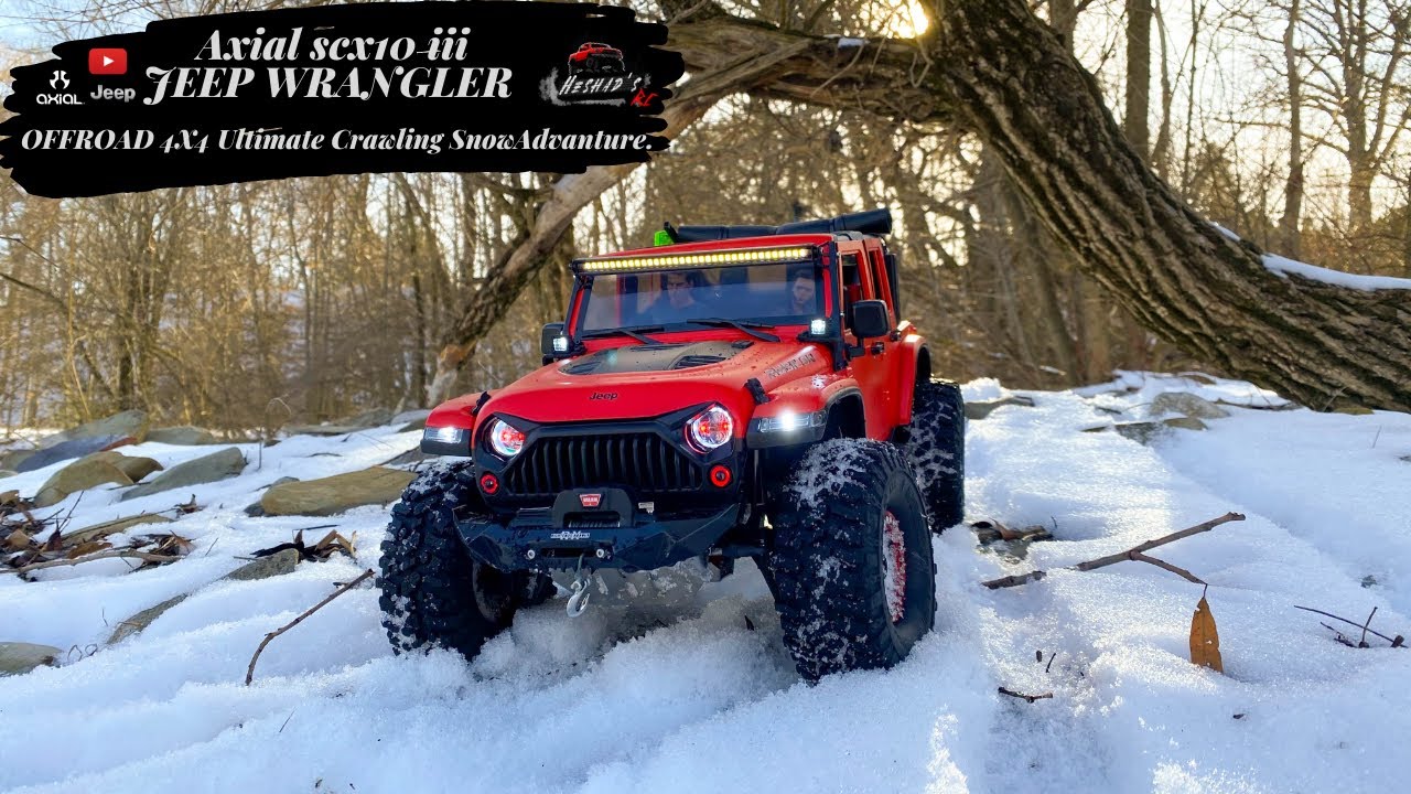 Axial SCX10 iii Jeep Wrangler Ice & Snow trail and Crawling in frozen ...