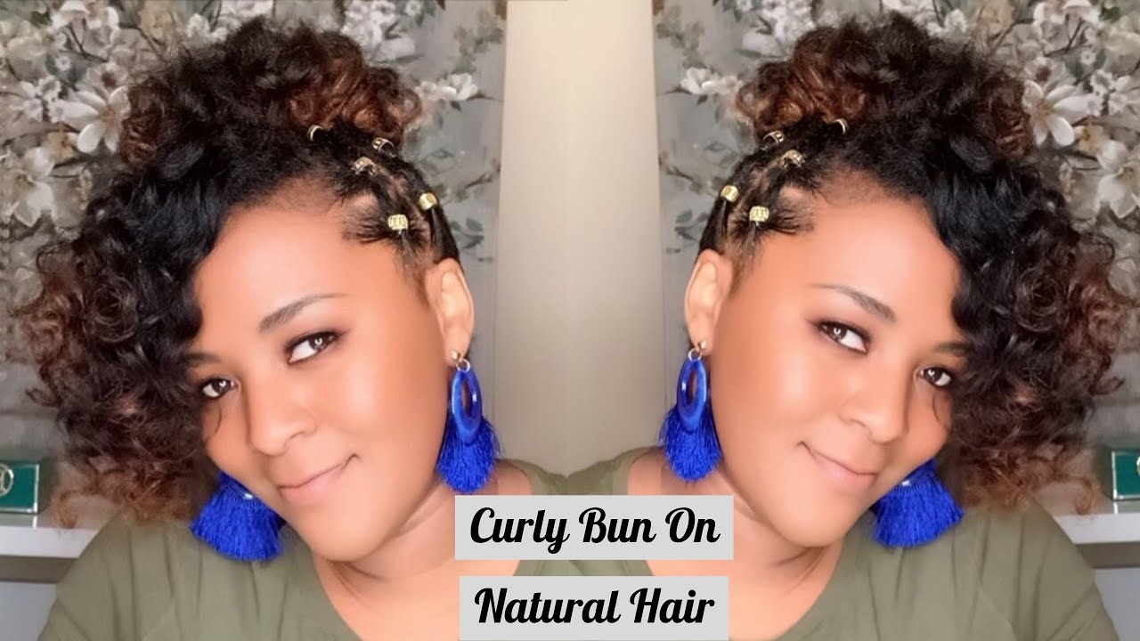 Curly High Bun Hairstyle On Natural Hair - YouTube