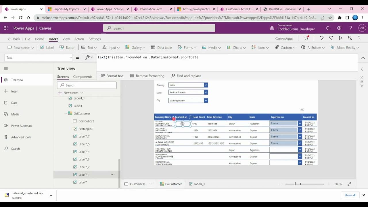 Formatting currency, date, and number fields in PowerApps with FX code - YouTube