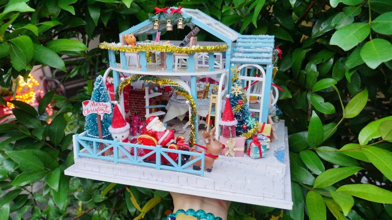 DIY MINIATURE HOUSE CHRISTMAS SNOWY NIGHT TUTORIALS/ Nanay Qhey - YouTube
