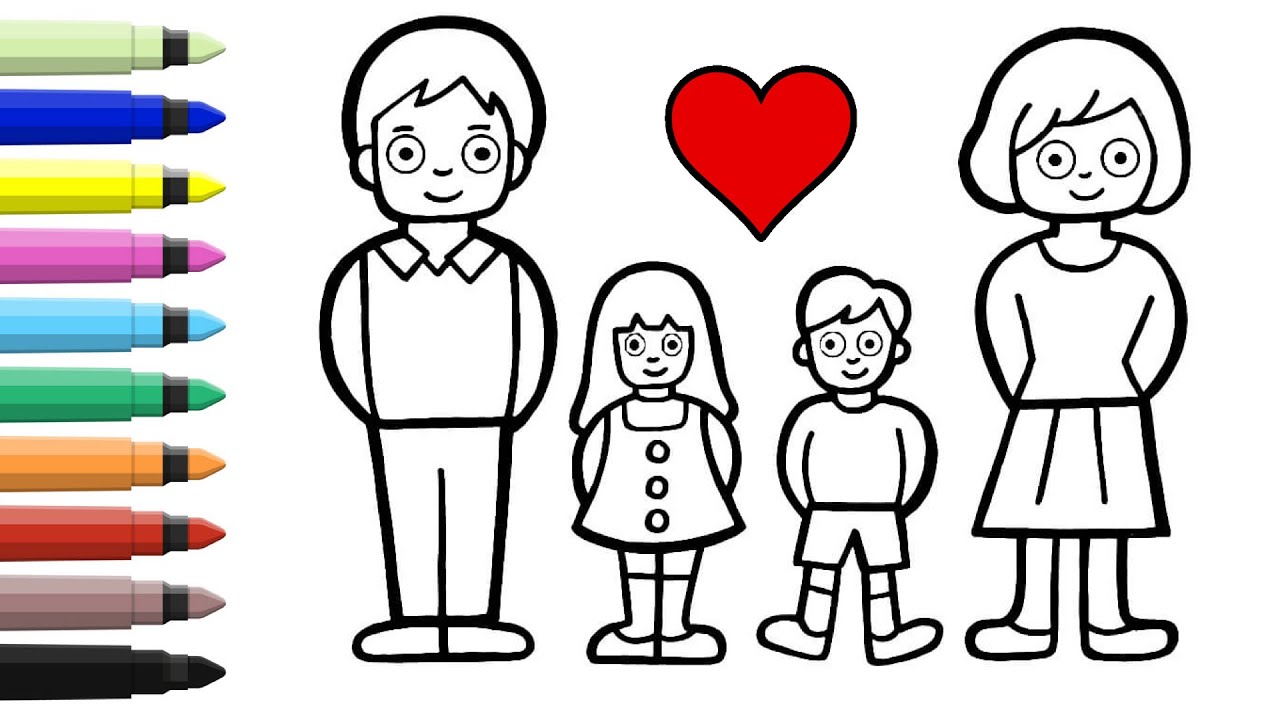 Drawing a Happy Family | Draw and Color Magic | Learn to Draw Family ...