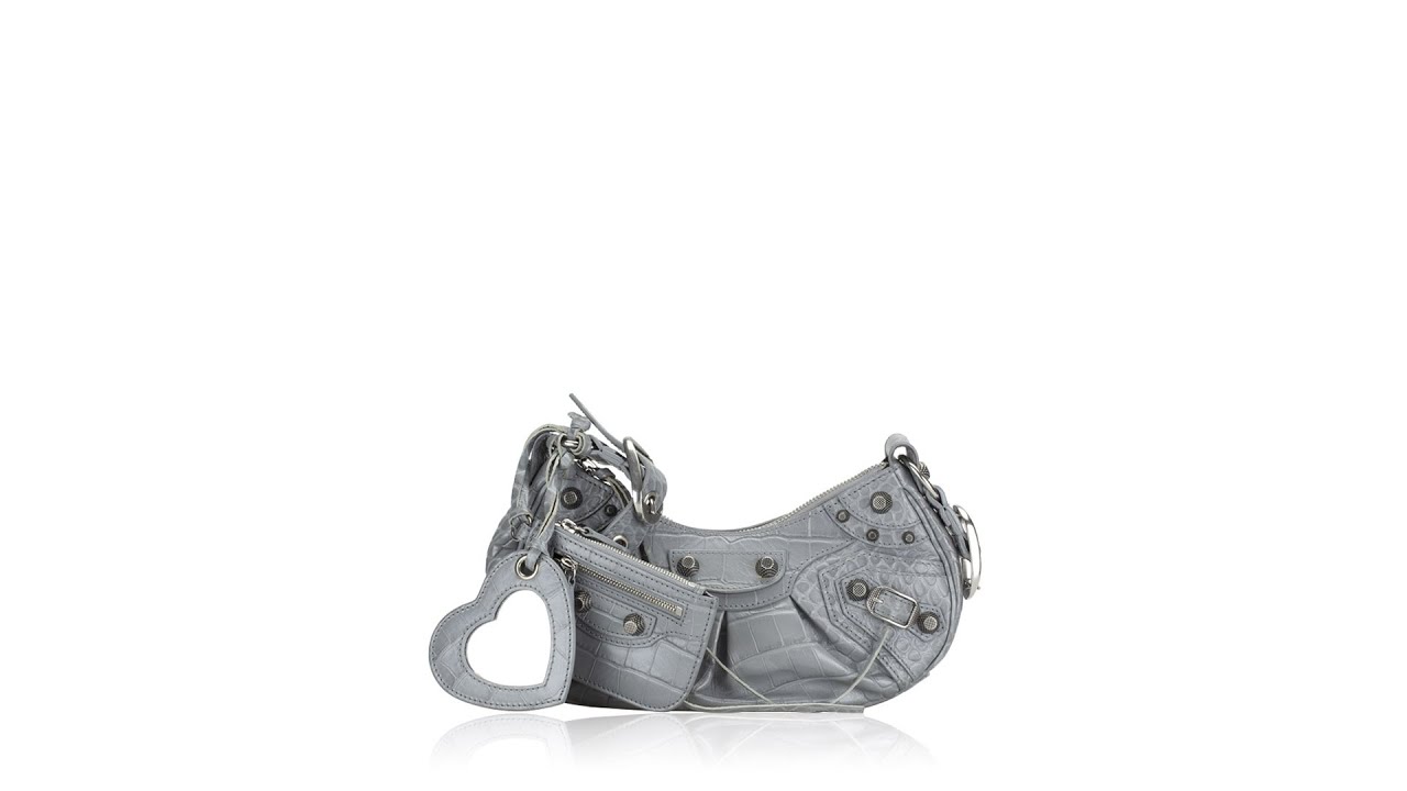 Balenciaga Croc Effect Le Cagole XS Shoulder Bag Grey - YouTube