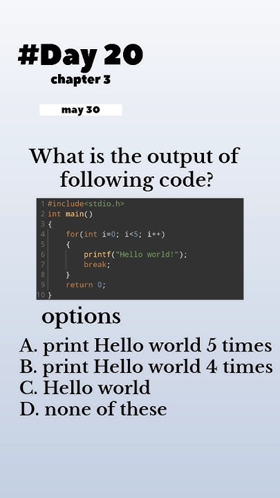 #day20 what will be the output of given code #shortsfeed #code #shorts #programmers - YouTube