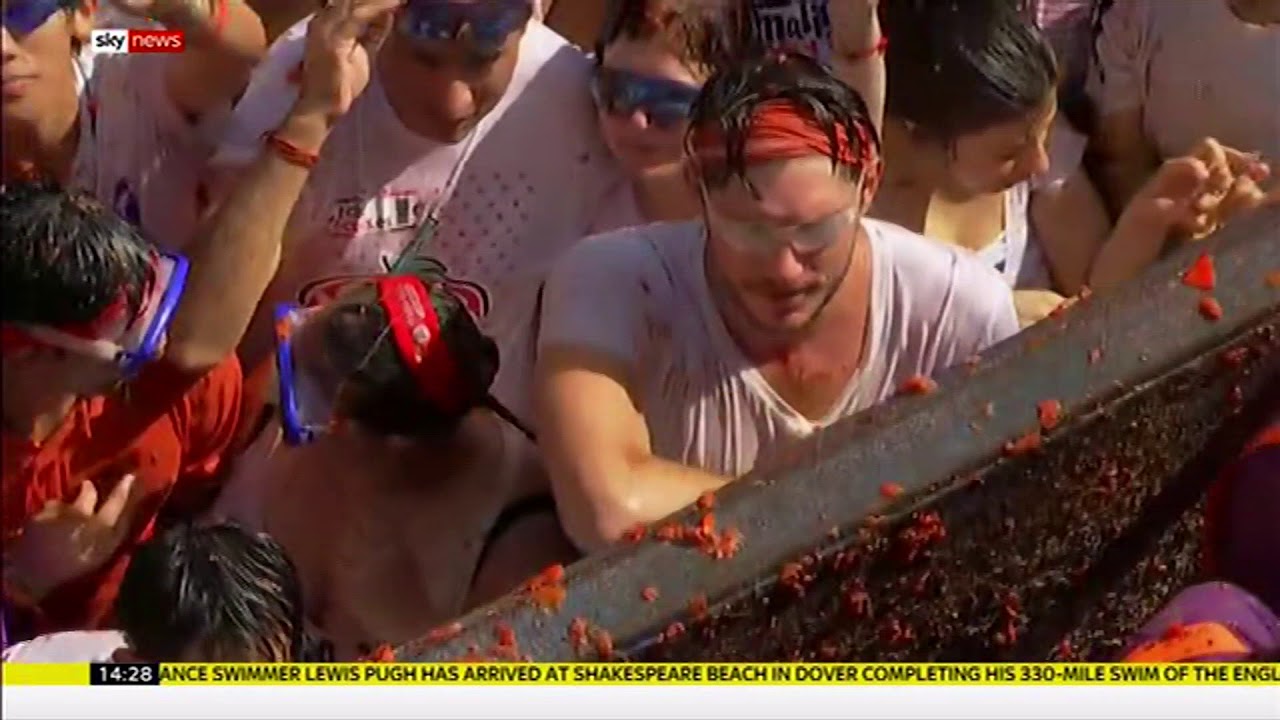 World's biggest food fight - again (Spain) - Sky News - 28th August ...