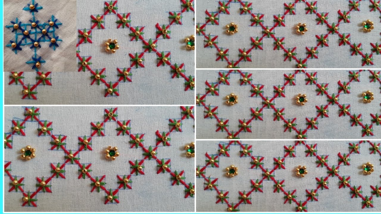 Double Cross Stitch flower design|Hand work blouse hand design|hand ...