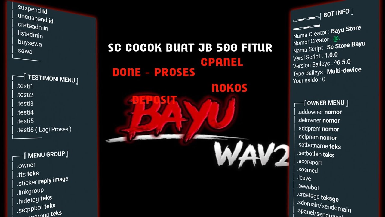 SC WA BOT PREMIUM COCOK BUAT JB 500 FITUR - YouTube