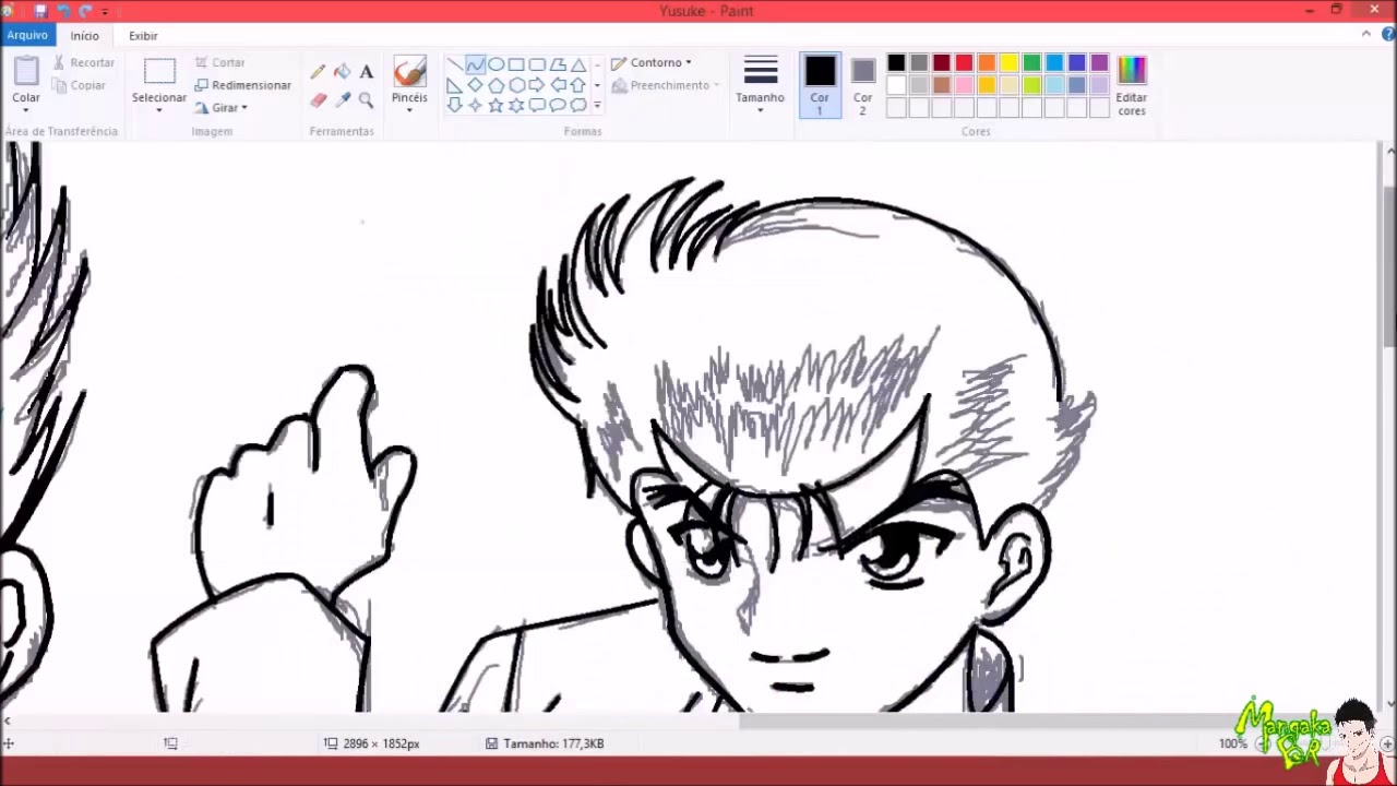 drawing yusuke urameshi in paint //Mangaka br - YouTube