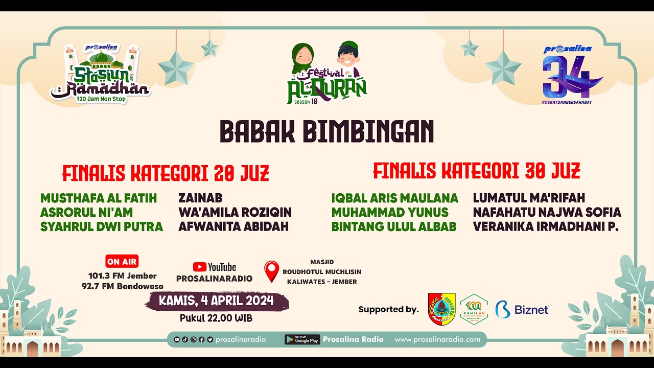 🔴 LIVE : Festival Al-Qur'an Episode 12 - Prosalina Radio - Bersama ...