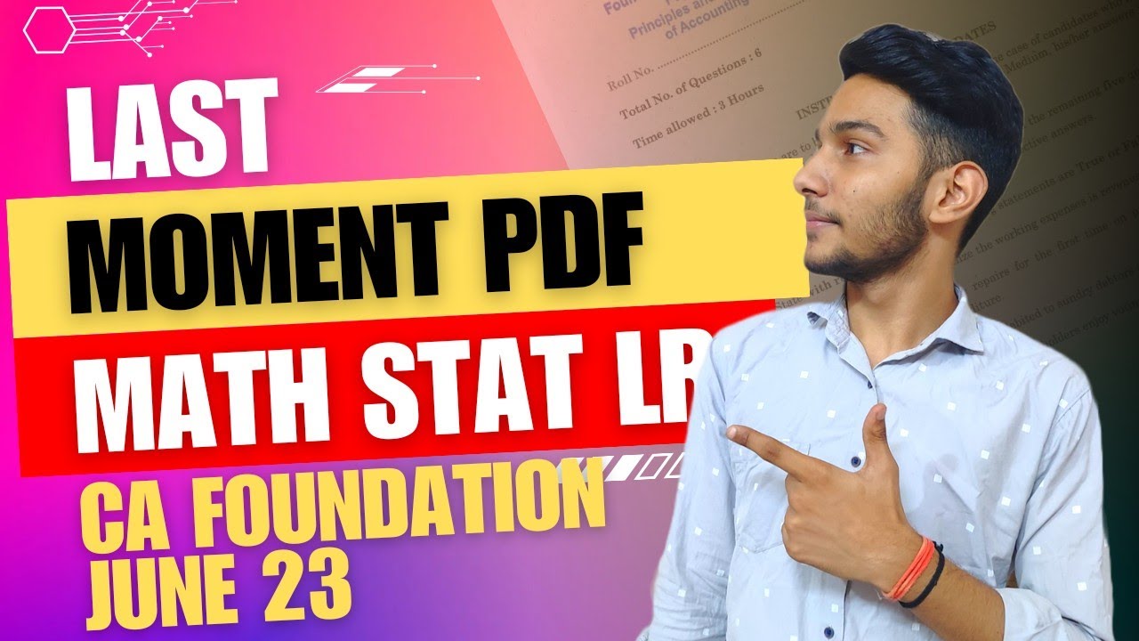 Tips, Strategy and Last moment questions for CA Foundation June 23 ...