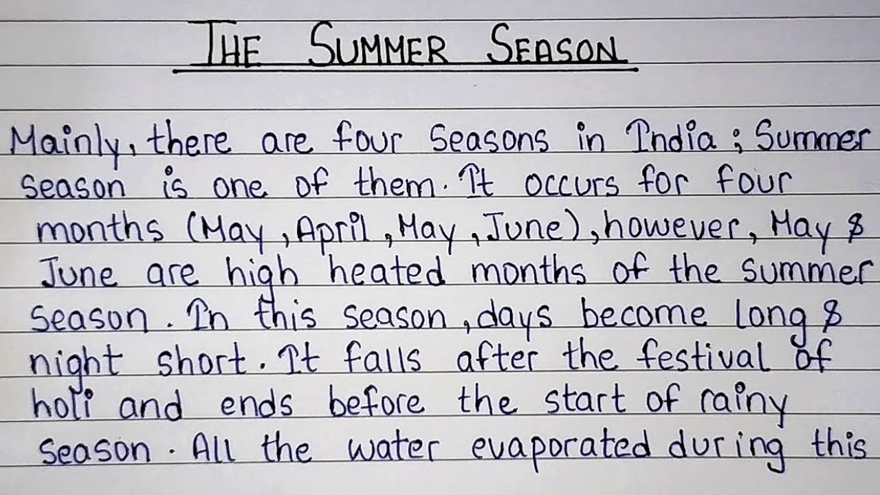 Essay on Summer Season in English || Summer Season essay in English ...