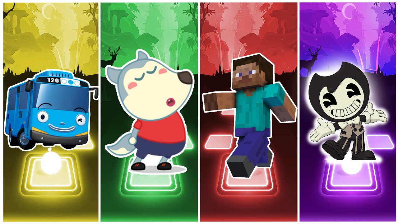 Tayo The Little Bus 🆚 Wolfoo 🆚 Minecraft Steeve 🆚 Bendy Tiles Hop EDM ...