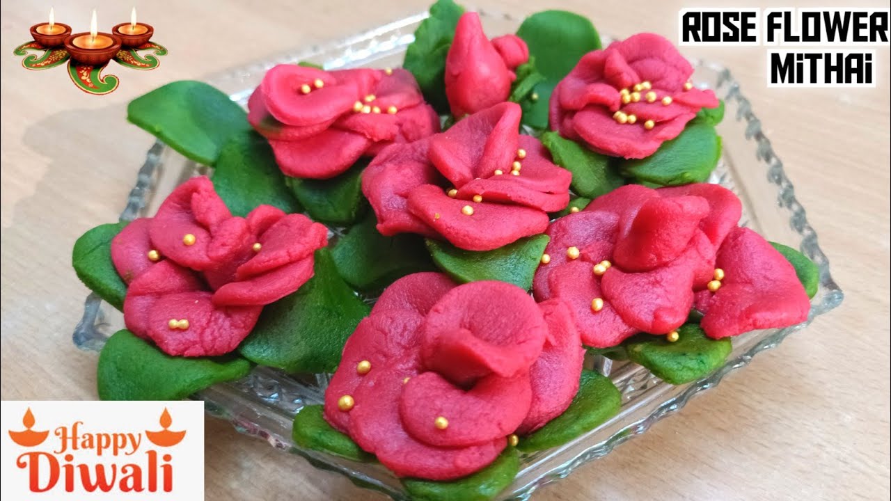दिवाली स्पेशल रोज फ्लावर मिठाई रेसिपी || Rose Flower Mithai Recipe ...