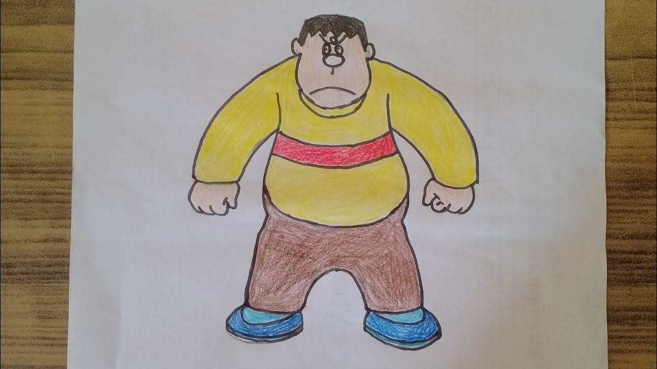 how to drow Doraemon character in gian 😀😀 - YouTube