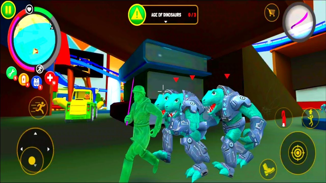 Epic Dinosaur Battle In Army Toys Town Gameplay - YouTube