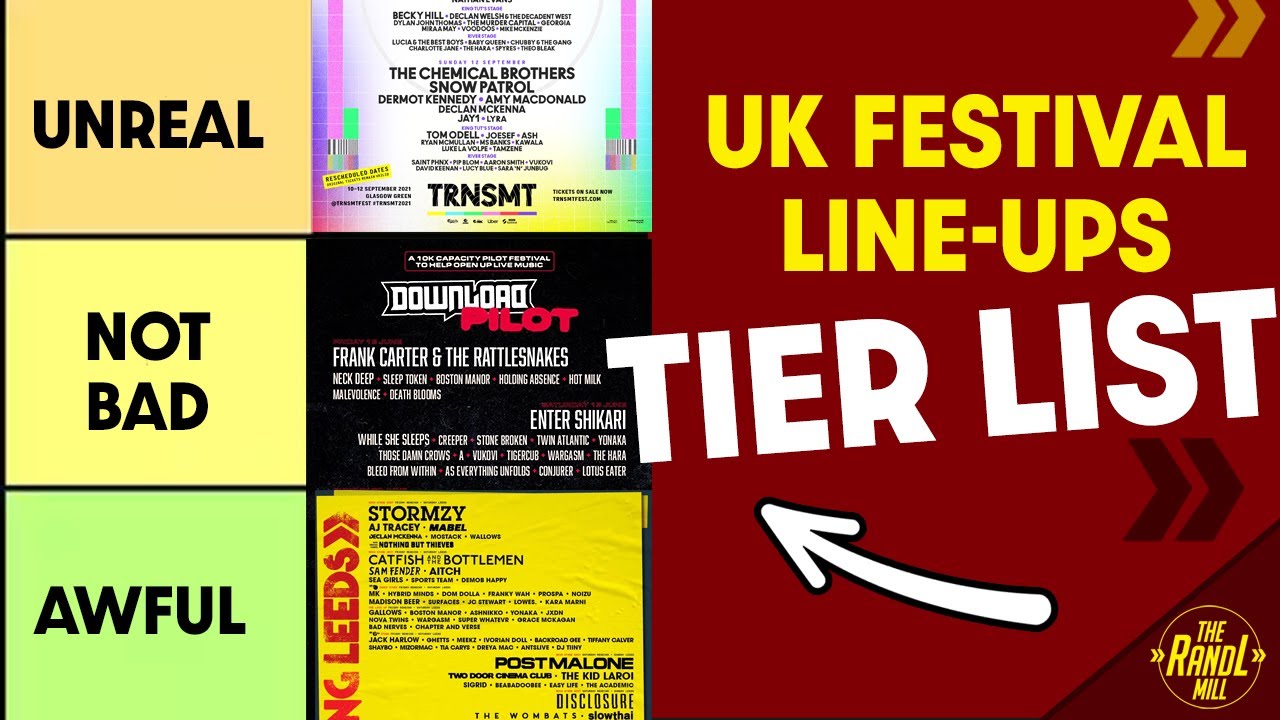 UK FESTIVAL LINE UPS TIER LIST (Reading and Leeds, Download Pilot ...
