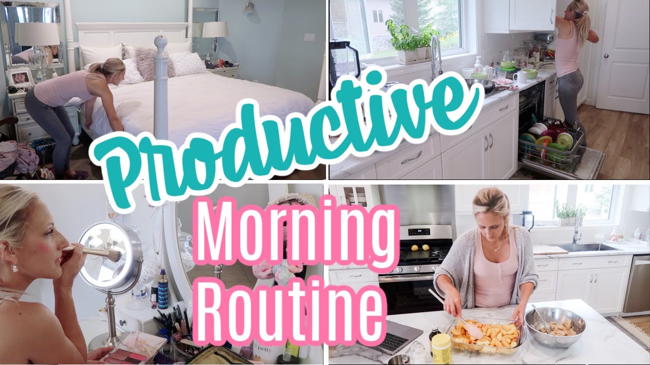 PRODUCTIVE MORNING ROUTINE | MOM OF 4 | CLEAN WITH ME & MAKING PEACH ...