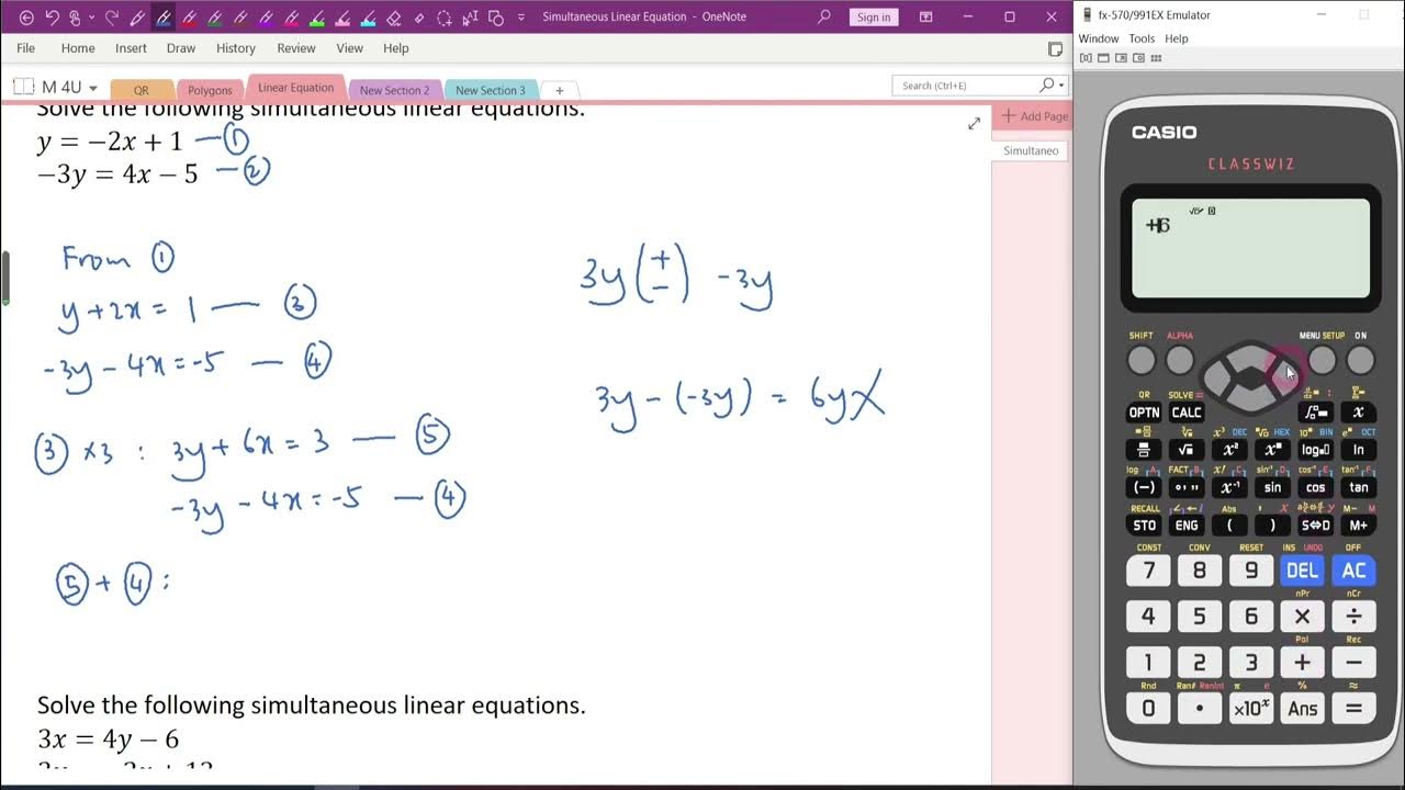 Calculator Guide (Simultaneous Linear Equation) - YouTube