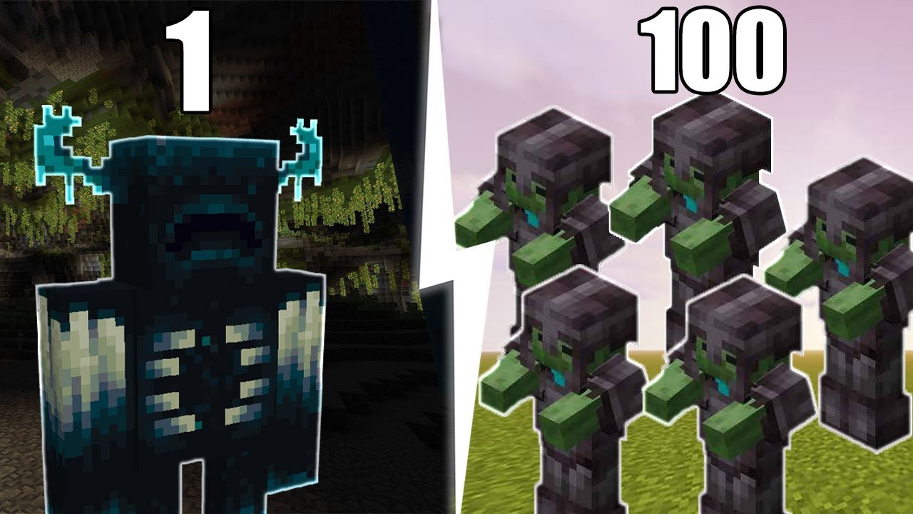 1 WARDEN vs 100 ZOMBIES in Netherite Armor - YouTube