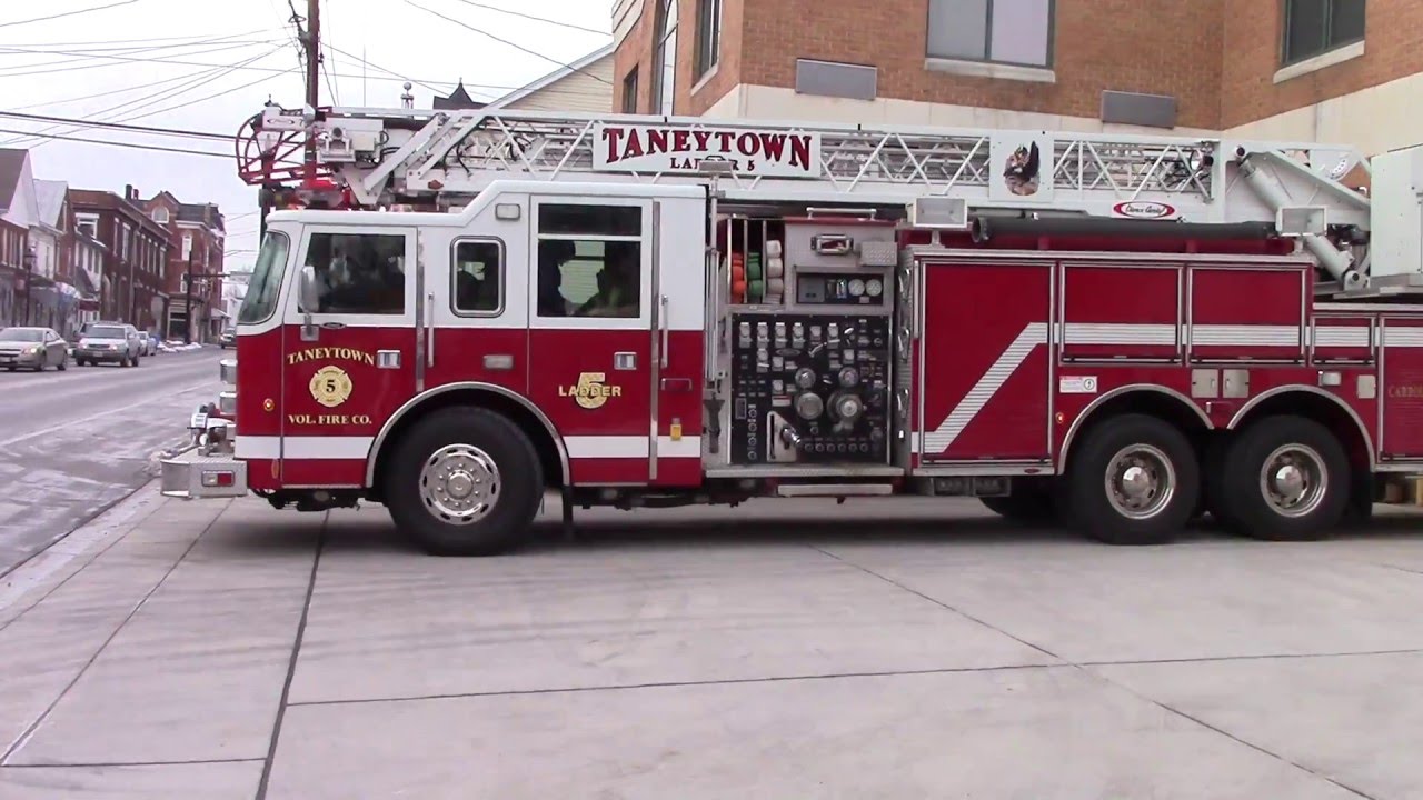Taneytown Fire Department Ladder 5 and Ambulance 58 - YouTube