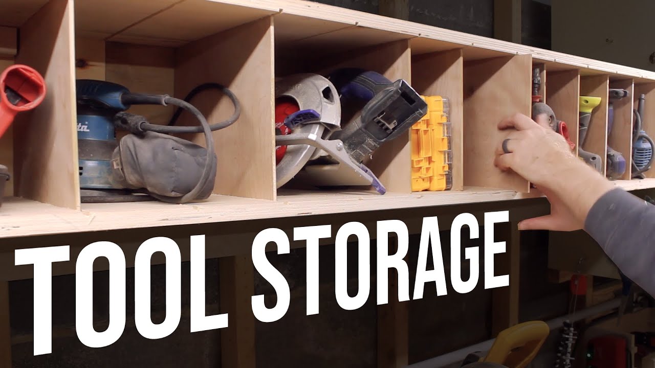 Tool Storage Shelf With Adjustable Dividers // Workshop Organization ...