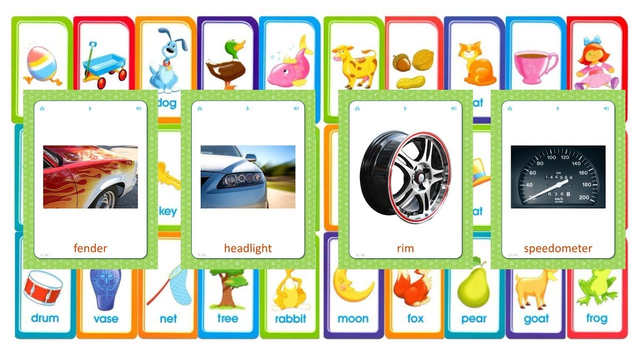 Flashcards for kids - Cars - learn words in English. - YouTube
