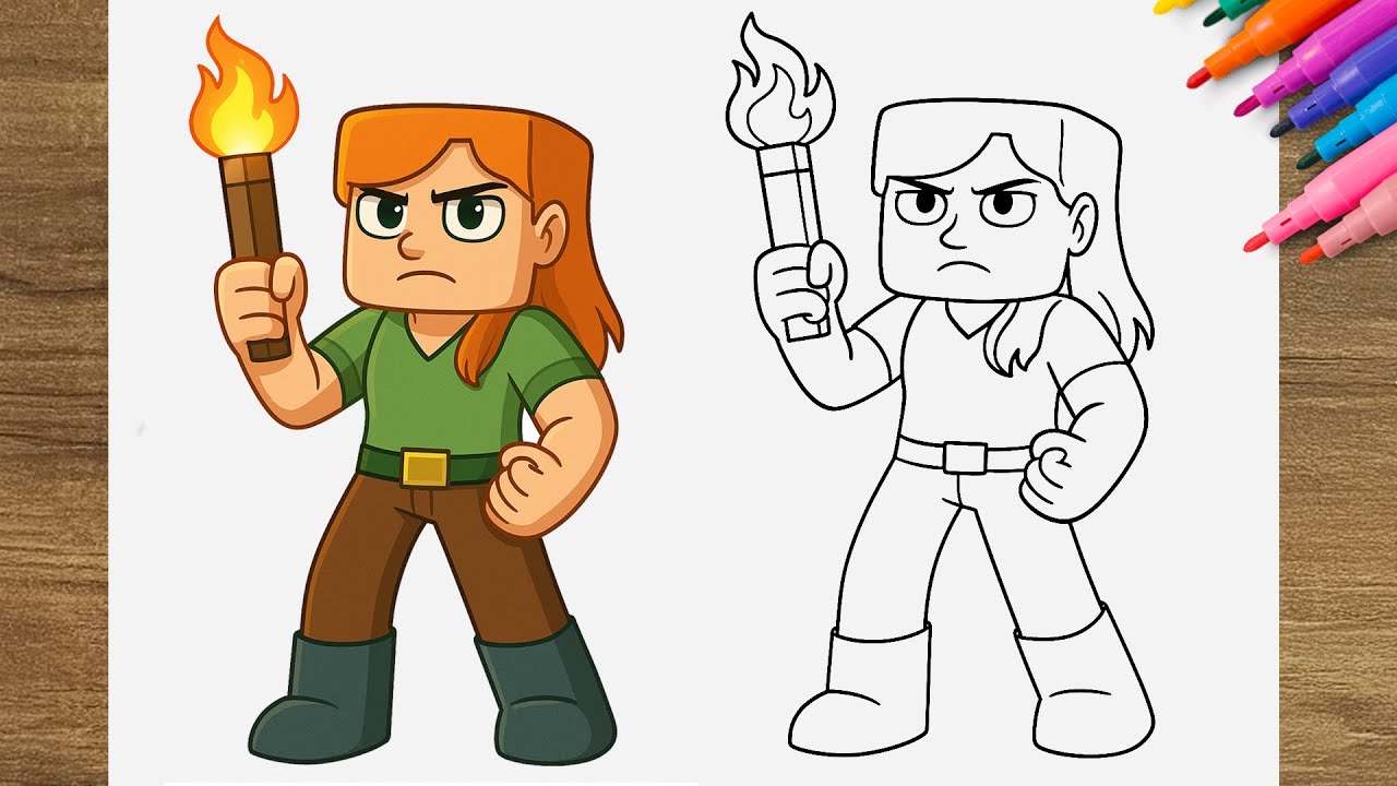 How to Draw Minecraft Alex Easy | Step by Step Minecraft Drawing - YouTube