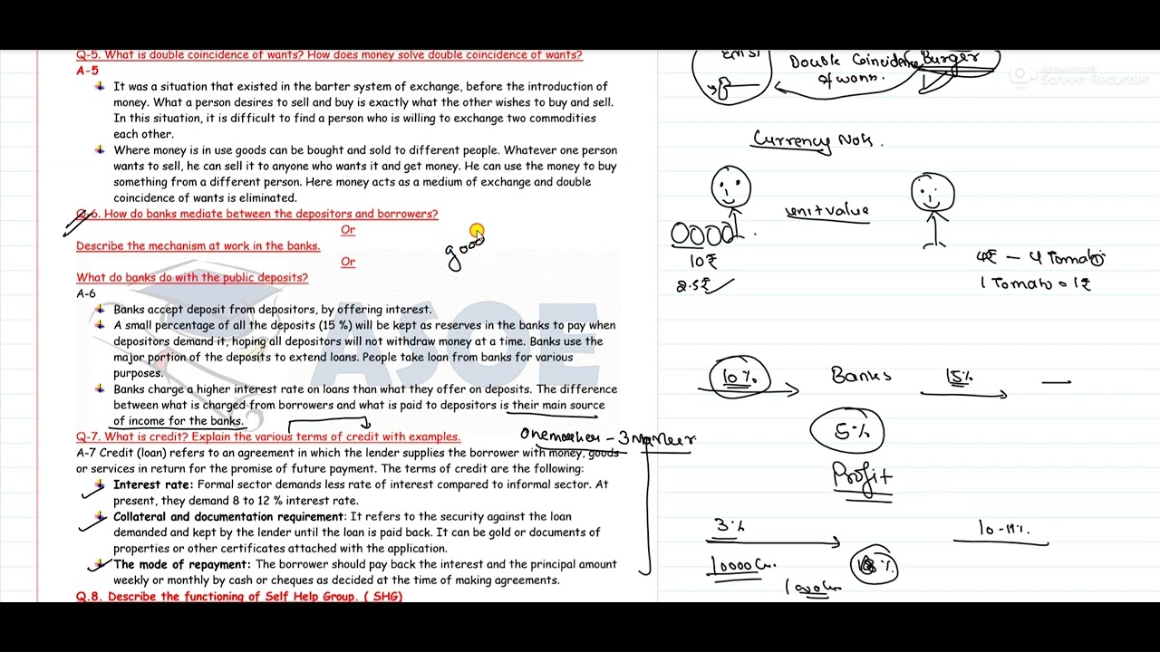 MONEY AND CREDIT PART -1 CLASS 10th CBSE - QUES/ ANS Explained. - YouTube