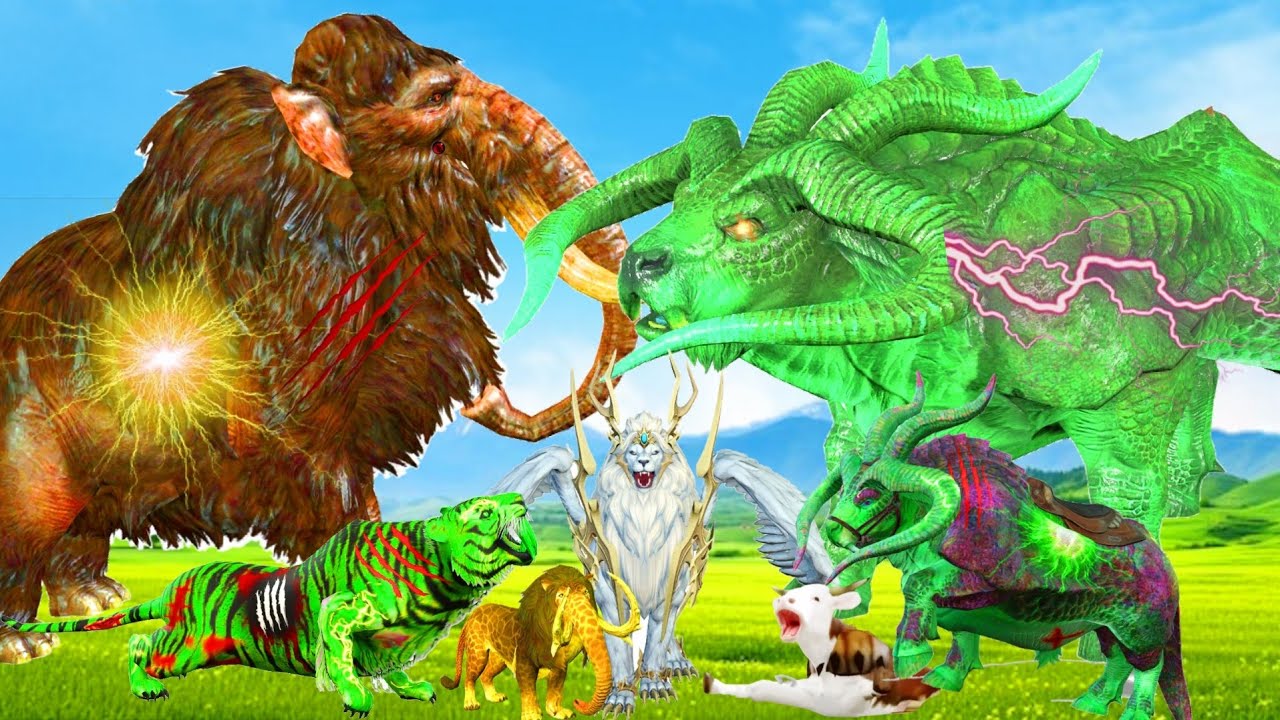 15 Mammoth Elephant Cow vs 5 Giant Gorgon become Giant zombie attack ...