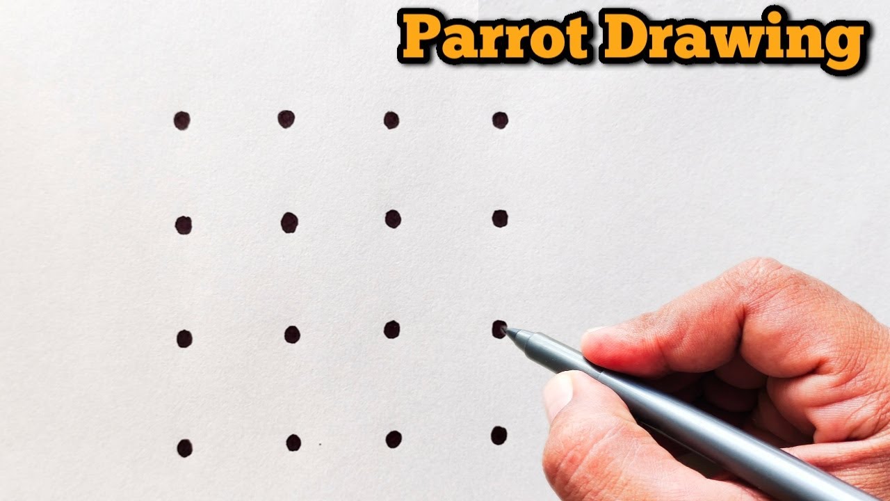 How to draw beautiful parrot from 4×4 Dots | Easy parrot drawing | Dots ...