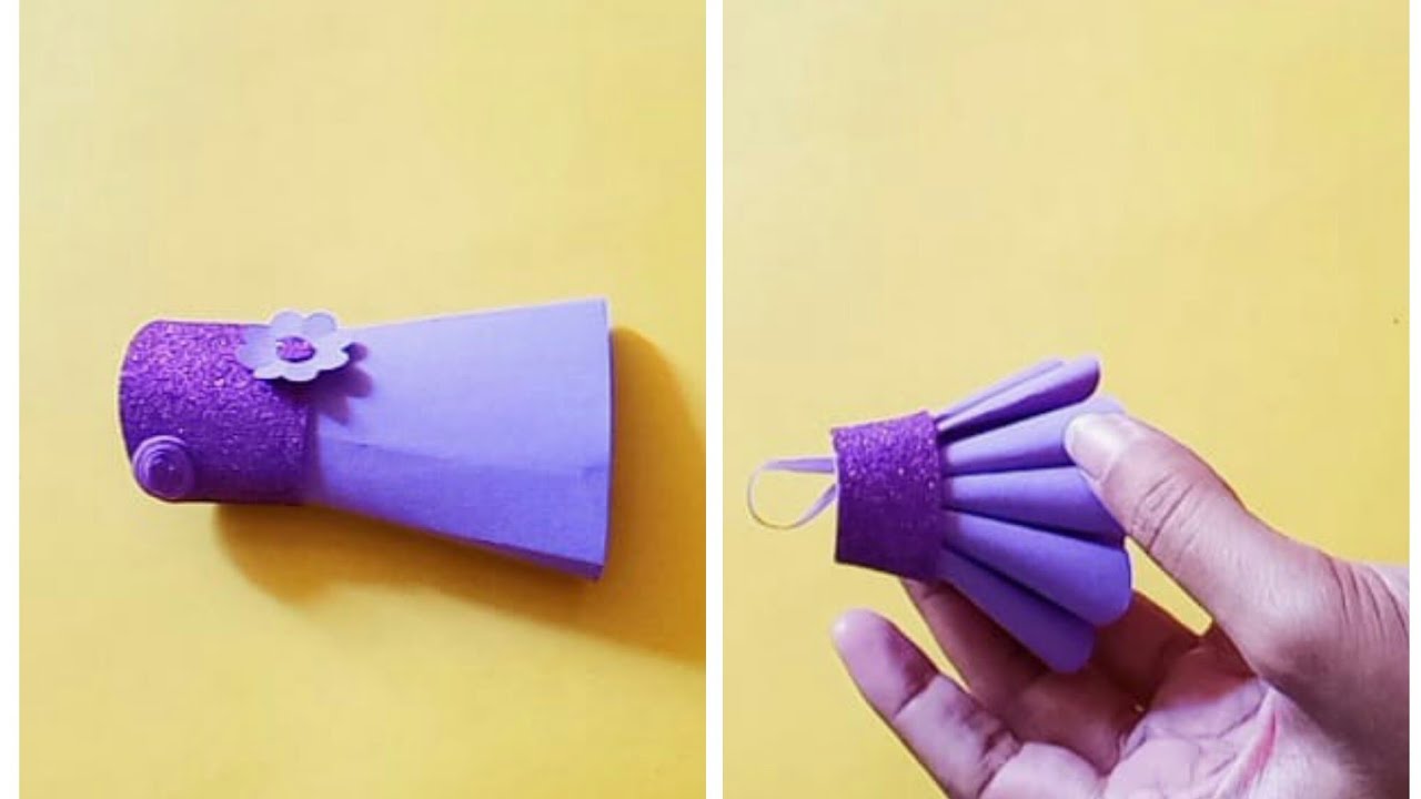 diy 2 mini doll dress/mini dress/ miniature craft/Art and craft - YouTube