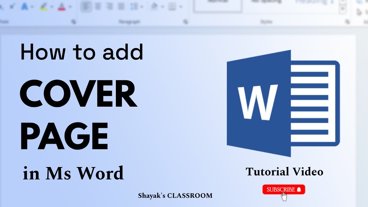 How to Add Cover Page in MS Word || MS word for Beginners - YouTube