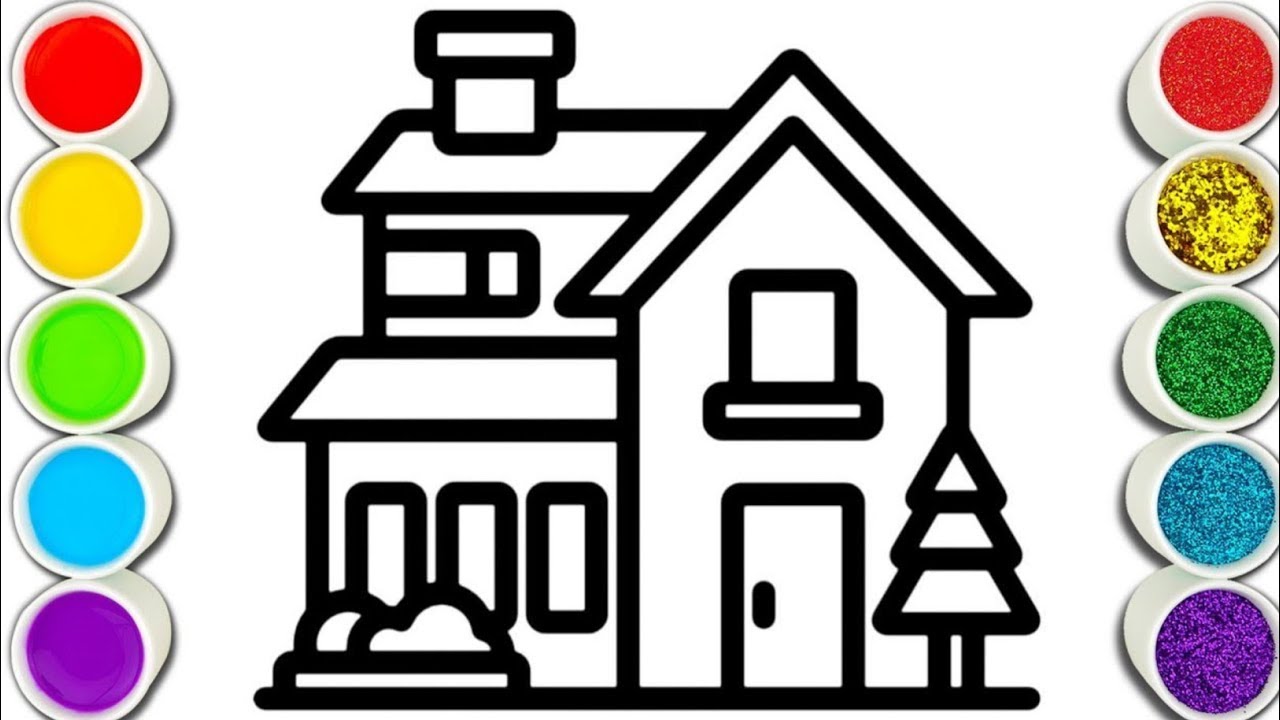 Two-Story House 🏡 Drawing, Painting & Coloring For Kids and Toddlers ...