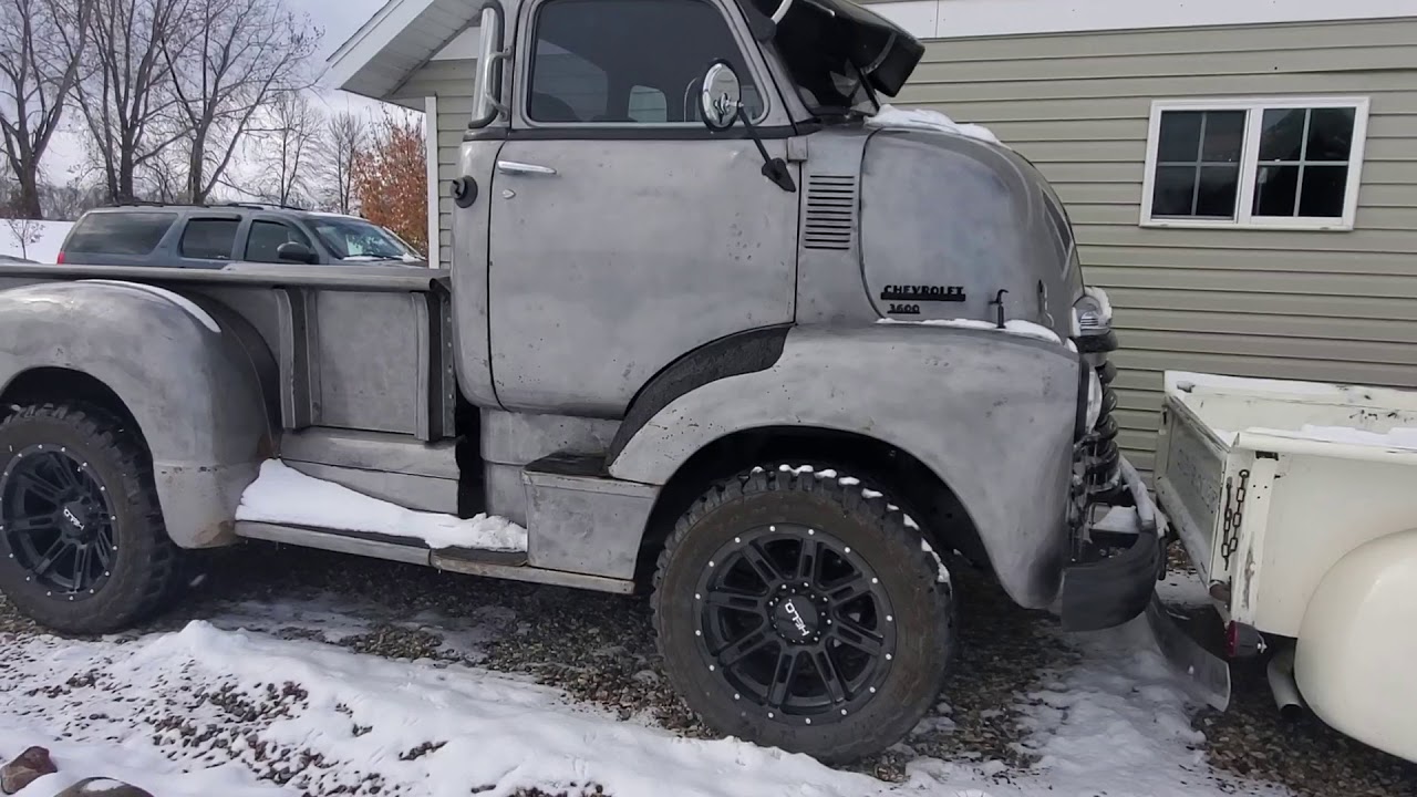 COLD START Diesel 12 valve loud n proud cabover coe truck lifted jacked ...