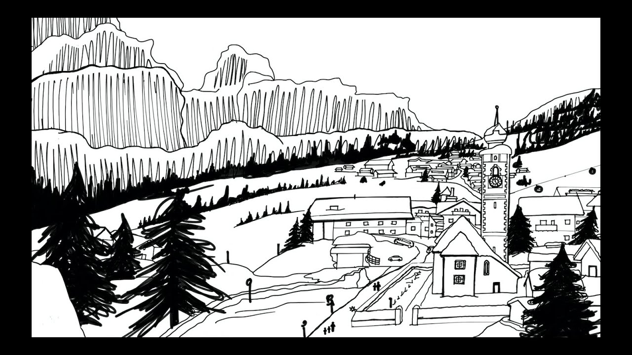 How To Draw A Winter Landscape - Quick Sketch - Urban Sketchers | Easy ...