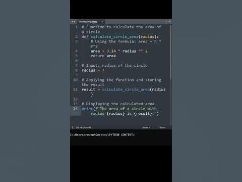Calculate Circle Area in Python | #Shorts - YouTube