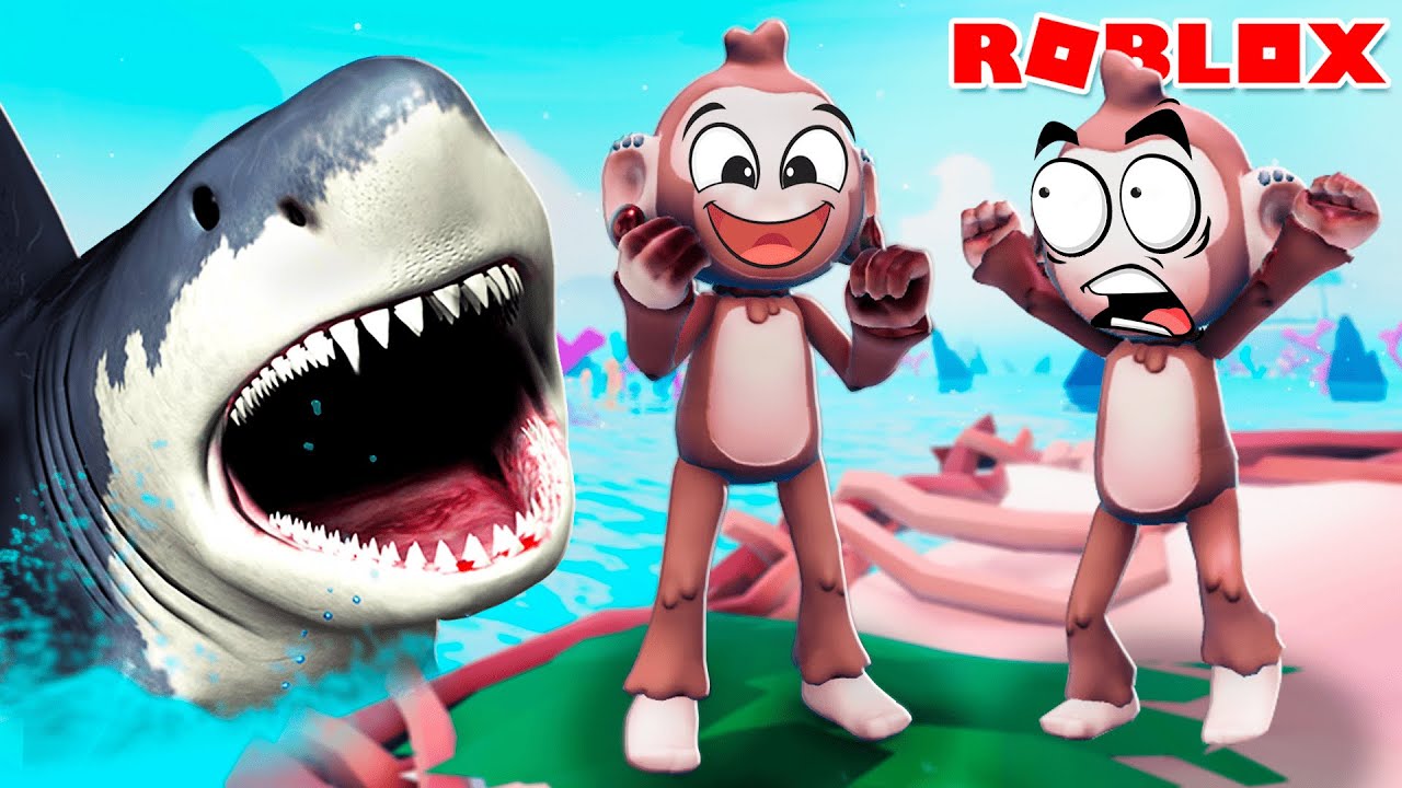 VIREI um MACACO e FUI ENGOLIDO POR UM TUBARÃO! | ROBLOX Jangada de ...